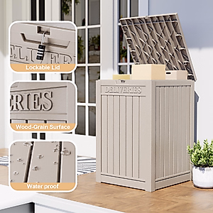 MAIUSCOLI 48 Gallon Resin Package Delivery Box - Rust & Moisture Resistant, Lockable, Waterproof Deck Box for Porches, Patios, Indoor & Outdoor Use (Gray, 48 Gallon)