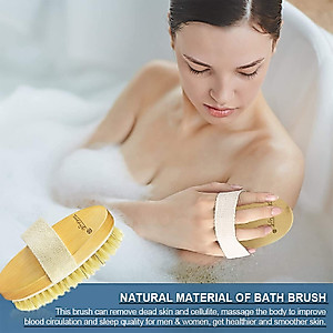 TEMEAYE Dry Brushing Body Brush, Body Skin Exfoliator Scrubber, for Skin Dry Brushing Massage, Lymphatic Drainage & Blood Circulation Improvement, Medium Strength (Boar Bristle and Wooden Handle)