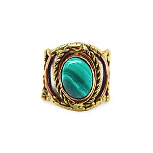 Anju Mixed Metal and Malachite Stone Ring for Women R2215 0