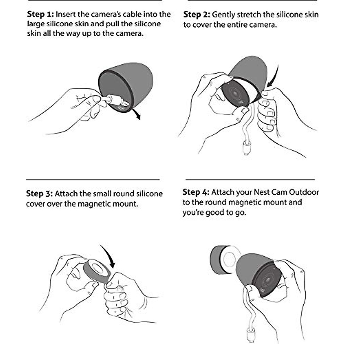 JESSY Silicone Skins Cover for Google Nest Cam Outdoor or Indoor, Protect and Camouflage Your Nest Cam Outdoor (1 Pack, Black)