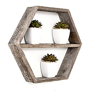 BarnwoodUSA | Rustic Wood Hexagon Shelf - 100% Up-Cycled Reclaimed Wood