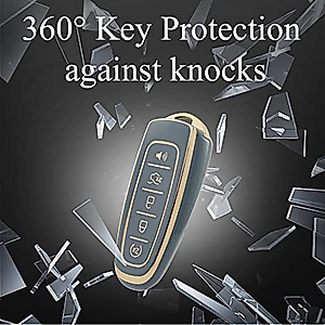 WSAuto Key Fob Cover with Metal Keychain Compatible with Ford C-Max Edge Escape Expedition Explorer Flex Focus Taurus Lincoln MKS MKT MKX Navigator Accessories Soft TPU Protection Case Shell White