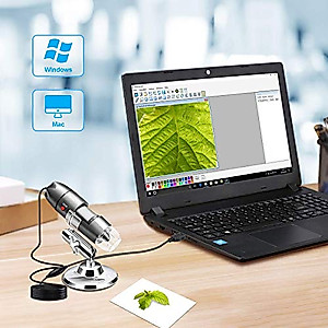 USB Microscope Camera 40X to 1000X, Cainda Digital Microscope with Metal Stand & Carrying Case, Compatible with Android Windows Linux Mac, Portable Microscope Camera for Kids Students Adults (Gray)