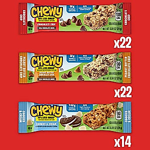 Quaker Chewy Lower Sugar Granola Bars, 3 Flavor Variety Pack, 58 Count (Pack of 1)