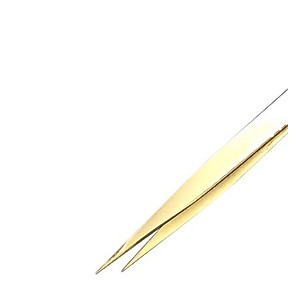 Rev Pro Gold Straight Fine Point Tweezer for Eyelash Extensions By PINKLAB
