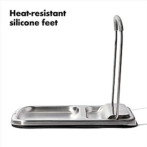 OXO Spoon Rest with Lid Holder, 3x4x1in, Stainless Steel