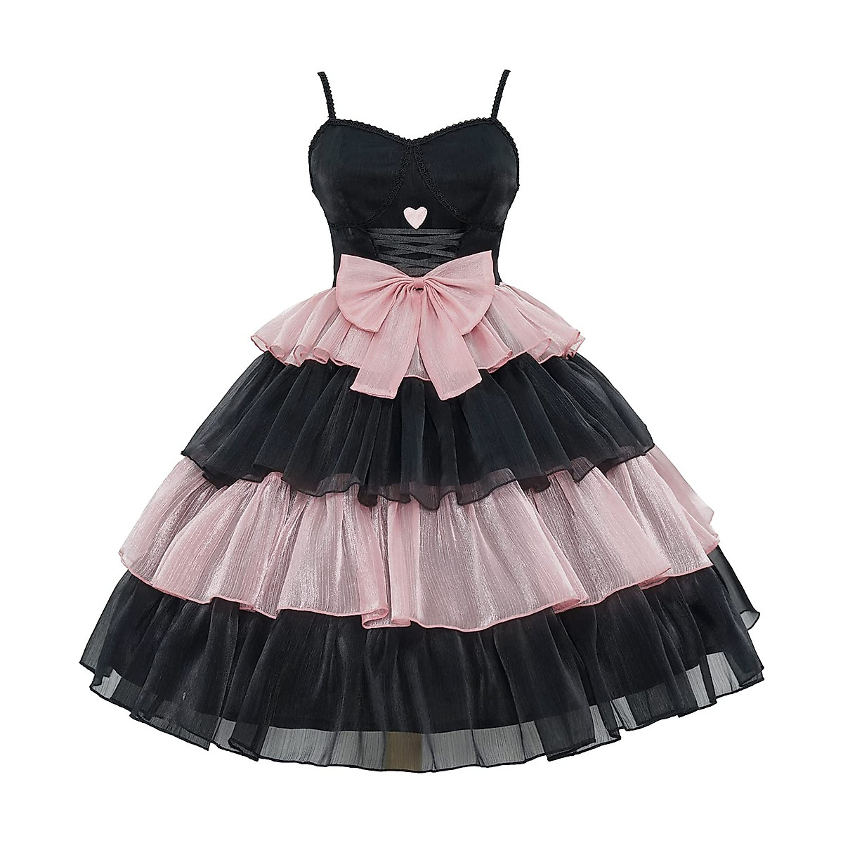 ZZEQYG Elegant Black Gothic Lolita Dress Halter Lolita Dress with Bows (S, Blackpink-JSK)