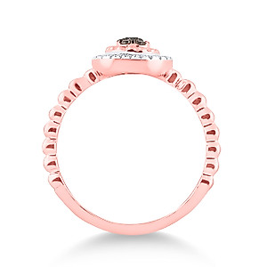 The Diamond Deal 10kt Rose Gold Womens Round Brown Diamond Teardrop Ring 1/5 Cttw