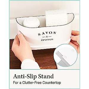 L U N A M A HOME DÉCOR Sink Caddy - Kitchen Sink Organizer - Sponge Holder - Hanging in Sink or Countertop Usage - Antislip mats - Odorless Sponge & Stainless Steel Brush Included