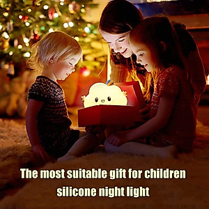 Coniengk Kids Night Lights for Room, USB Rechargeable Night Light with 7 LED Colors Changing, Portable Silicone Baby Night Lamp, Birthday Gifts for Girls, Boys, Teens, Children(Rainbow Clouds)