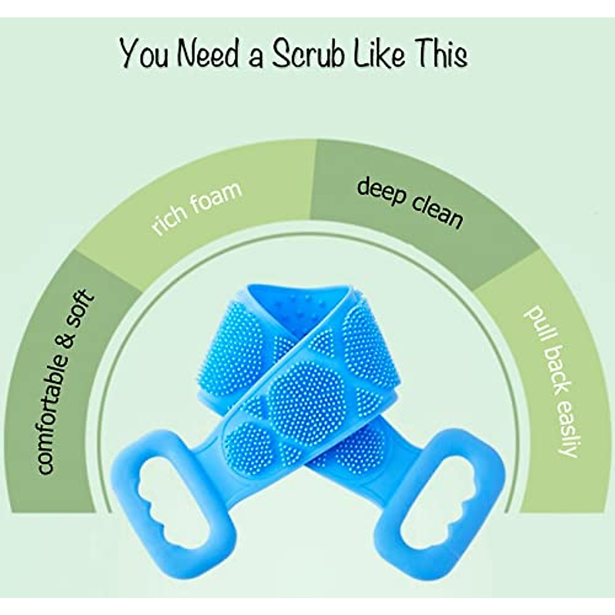 Silicone Bath Towel Back Brush Scrubber Exfoliating Scrub Body Wash Dual Side, Back Cleaner for Shower, Silicone Scrubber Body, Blue Color, 1PCs.