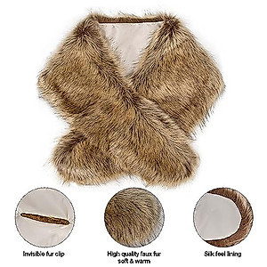 Dikoaina Extra Large Women's Faux Fur Collar for Winter Coat,Raccoon,120cm