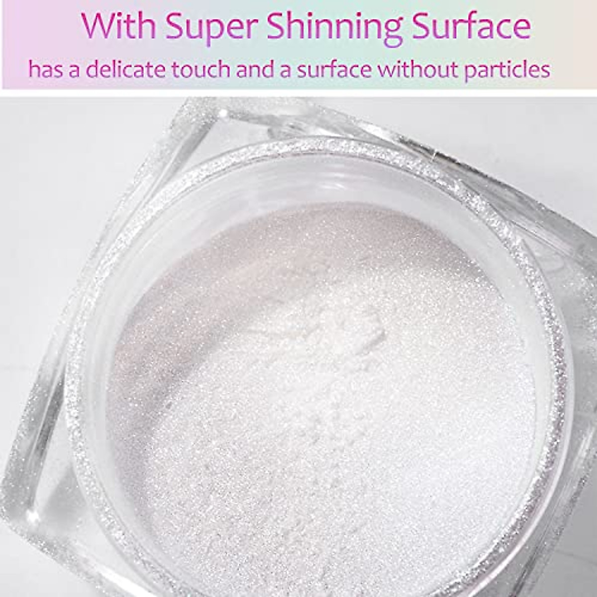 White Pearl Chrome Nail Powder, Pearlescent White Iridescent Nail Powder, High Gloss Glitter Nail Art, Jewelry Mermaid Pearl Neon Nail Powder, Nail DIY Metallic Pigment Powder with Sponge Stick (1pcs)