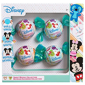 Disney Sweet Reveal Plush 4-Pack, Pull to Reveal 4 Sweet Plush Surprises, Kids Toys for Ages 2 Up, Amazon Exclusive by Just Play