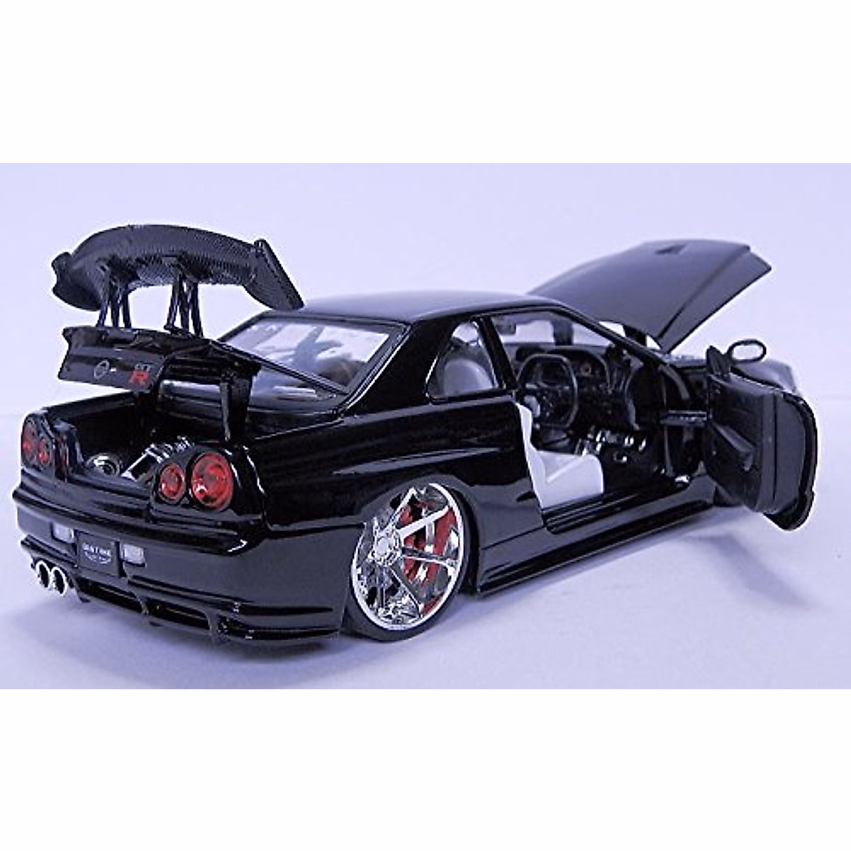 Jada 1:24 BIGTIME KUSTOMS NISSAN SKYLINE GT-R (BNR34) Jeidatoizu 1:24 scale Big Time Customs "Nissan Skyline GT-R (BNR34)" Nissan Black