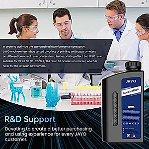 3D Printer Resin, JAYO 1KG 3D Resin for 4K 8K LCD/DLP/SLA 3D Printers, 405nm Standard Photopolymer Fast Curing Resin, High Precision, Low Shrinkage, Grey 1000g