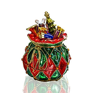 YU FENG Jeweled Christmas Trinket Boxes Hinged Xmas Decoration Ball Ornament Enamel Jewelry Ring Box