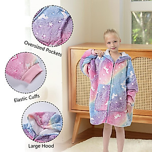 MeMoreCool Wearable Blanket Kids Blanket Hoodie, Hooded Blanket Kids Comfy Blanket Sweatshirt, Toddler Blanket with Hood