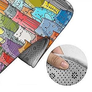 Wondertify Funny Cats Family Bathroom Antiskid Pad Cute Animal Crowd Fun Grace Joy Lazy Love 3 Pieces Bathroom Rugs Set, Bath Mat+Contour+Toilet Lid Cover