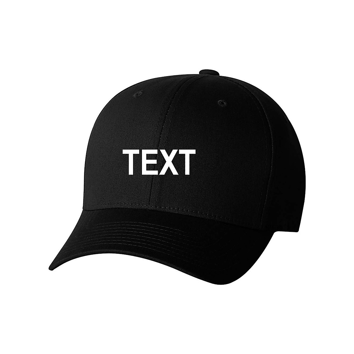 Flexfit Custom Name Embroidered 5001 V-Flex Twill Fitted Baseball Cap (L/XL, Black)