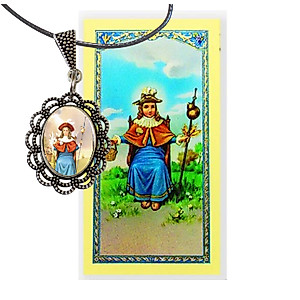 Holy Infant of Atocha Santo Niño de Atocha Silver Plated Oval Bezel Pendant Base Tray Cameo Cabochon Setting Enhanced Bale Black Corded Adjustable Mariners Necklace Cabochon Color Image Blessed Card