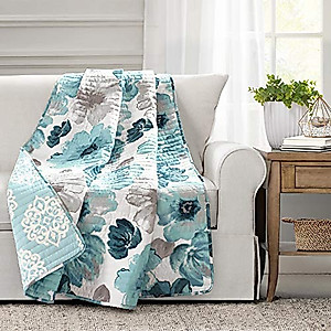 Lush Decor Leah Reversible Throw Blanket, 60" x 50", Blue