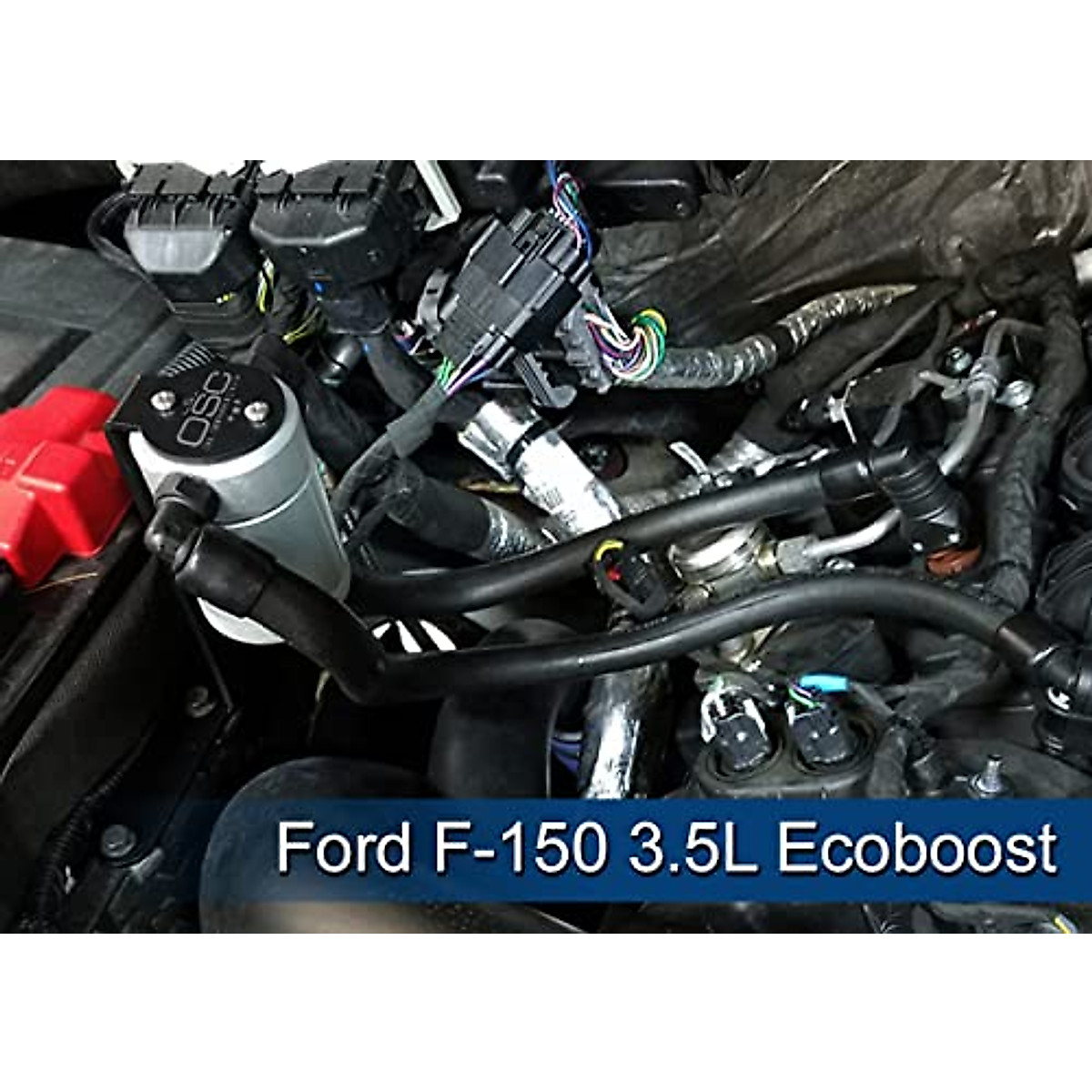 J&L Oil Separator Co. 3.0 Oil Separator Compatible with the 2011-2024 F-150 2.7L/3.5L/5.0L; '18-'21 Expedition Passenger Side (Silver)