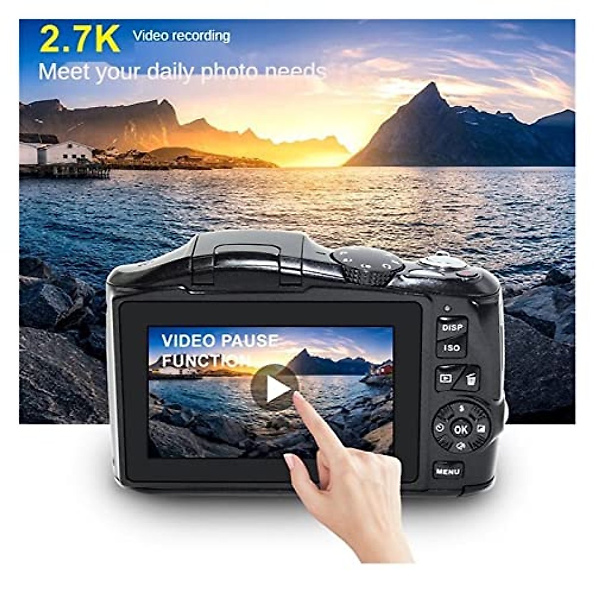Camera 2.7K 48MP Micro Single Digital Camera 3.0 Inch High Definition Screen with Flash Camera and Video Recorder Camera Digital Camera (Size : with 16G)