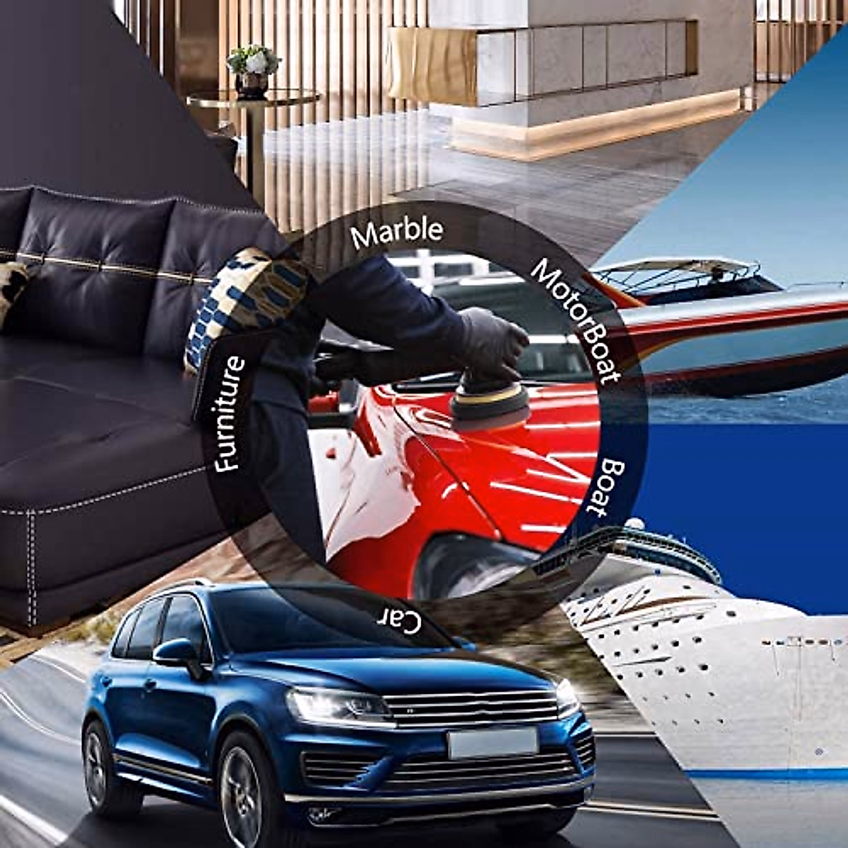 Buffer Polisher, SPTA 5-Inch 125mm Dual Action Random Orbital Car Polisher,Car Detailing Kit, 4Pcs 5inch & 4Pcs 6Inch Polishing Pad,Packing Bag for Car Polishing and Waxing--DAPSET-US