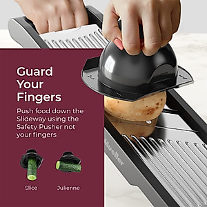 MuellerLiving Mandoline Slicer for Kitchen, Stainless Steel, Slice or Julienne, Vegetable Chopper, Fruit Slicer