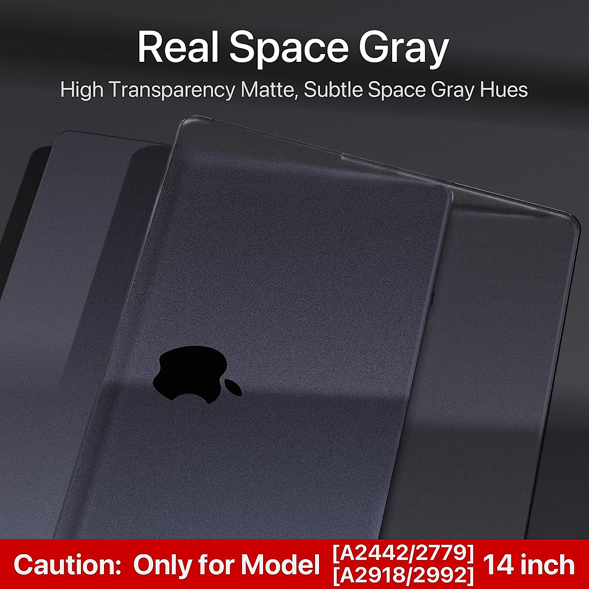 Soonjet for MacBook Pro 14 inch Case 2023-2021 M3 Pro/Max A2918 A2992 M2 A2779 M1 A2442 [100% Match Official Color] [Scientific Slim] Protective Hard Case Matte Cover for Laptop - Space Gray Clear