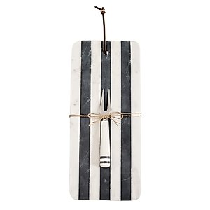 Mud Pie Striped Marble Board Sets (Long), board 16"" x 7"" | spreader 7"""