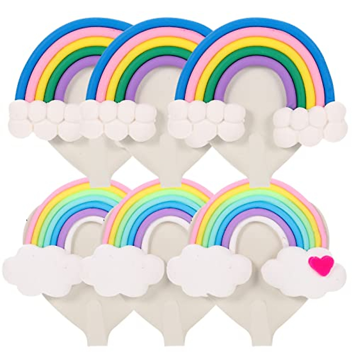 Cabilock 6pcs Rainbow Wall Hooks Coat Hooks Wall Clothes Towels Hooks Adhesive Robe Hook Key Hat Scarf Purse Bags Hangers Wall Pegs for Home Office Kids Room