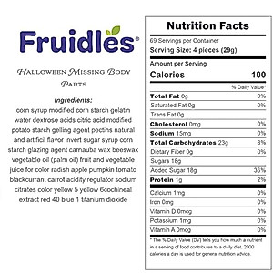 Fruidles Halloween Missing Body Parts Gummies, Fun And Festive Holiday Snacking (1 Pound Bag)