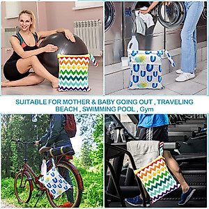 2 Pieces Wet Dry Bag Cloth Diaper with Two Zippered Pockets Waterproof ReusableW Travel Beach Pool Daycare Soiled Baby Items Yoga Gym（12in x 14.5in）, Rainbow Color (KKBB1003)