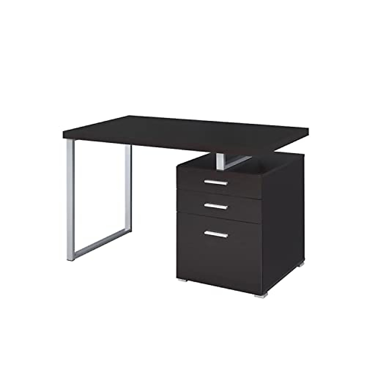 Coaster Furniture Brennan Modern 3 Drawer Home Office Writing Computer Desk Silver Metal Frame Cappuccino Brown Silver 800519