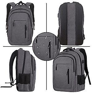 Wesoke Laptop Backpack for Men, 17.3 Inch Travel Backpacks BookBag with Laptop Compartment, Water Resistant Business Work Casual Computer Daypack with USB Charging/Headphone Port, Dark Grey