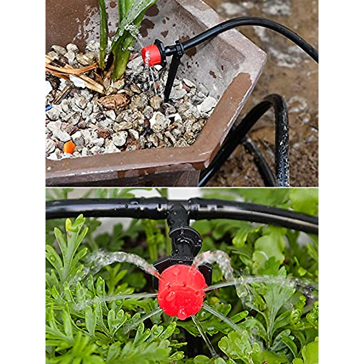 Kalolary 150PCS Drip Irrigation Kit Accessories Plant Watering System Adjustable Micro Flow Drip Irrigation Dripper DIY Automatic Irrigation Set for Gardens, Lawns, Greenhouses