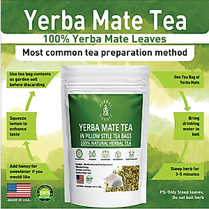 Herbal Hermit Yerba Mate herbal-teas with 50 tea bags Natural Organic Yerba Matte Rich in Chlorophyll, Antioxidants and Vitamins, Made in USA