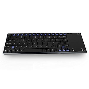 Rii (Newest Version) K12+ Mini Wireless Keyboard with Touchpad Mouse, Stainless Steel Portable Wireless Keyboard with USB Receiver for MacBook/iPad/Tablet/PC/Laptop/Smart TV/Raspberry Pi - Black