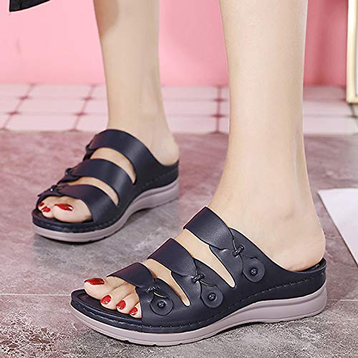 justHIGH Women Outdoor Walking Sandals Athletic Sport Hiking Sandal Flat Open Toe Comfort Water Shoes Summer Beach Travel Sandles