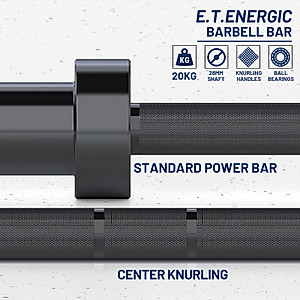 E.T.ENERGIC Olympic Barbell Bar 7 Foot Load 1500-lbs Capacity Available, for Gym Home Exercises, Weightlifting, Powerlifting