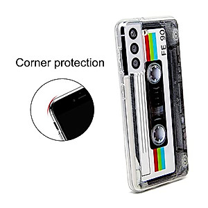 FAteam Case for Galaxy S21 5G, Shockproof Scratchproof with TPU Soft Bumper Retro Cassette Tape Case Compatible with Samsung Galaxy S21 5G (6.2 Inch)
