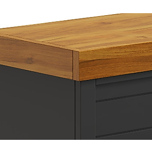 Bridgevine Home Washington Modern Farmhouse Electric Fireplace with Mantel, 48 inches, Poplar and Knotty Alder Solid Wood, Black and Whiskey Finish