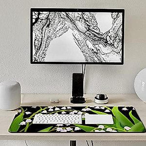Desk Mat Large Mouse Pads, Lily of The Flowers Desk Pad with Stitched Edges Writing Mat for Computer Laptop, Office Desktop & Gamer Keyboard 16 x 36inch