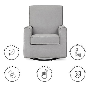 Delta Children Sophie Nursery Glider Swivel Chair with LiveSmart Performance Fabric Fabric, Nickel