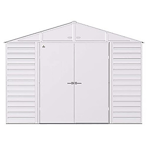 Arrow Select 10' x 12' Outdoor Lockable Steel Storage Shed Building, Flute Grey