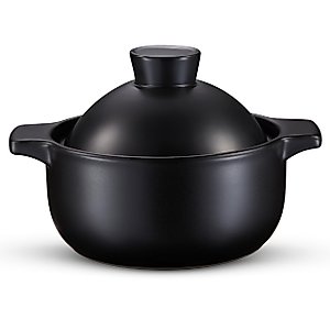 Kook Korean Hot Pot, Dolsot Pot, 68 oz, with Lid, for Cooking Donabe, Bibimbap, Kimchi, Hot Pot, Soups and Stews, Oven and Dishwasher Safe, Black