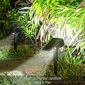 (2 Pack, Multicolor) Solar Spot Lights Outdoor, Front & Back Lighting, 43 LEDs, IP65 Waterproof, Auto On/Off, 2 Modes, Solar Lights Outdoor Garden, Wall Lights, Solar Patio Lights, Yard Lights
