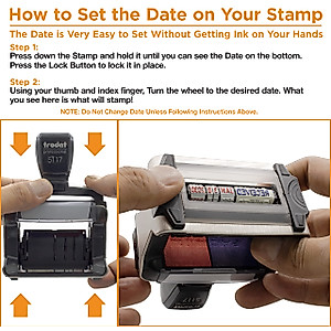 Rubber Stamp Creation - 5117 Professional 12-Message Stamp w/Dater, Self-Inking, Blue/Red 2 Color Ink